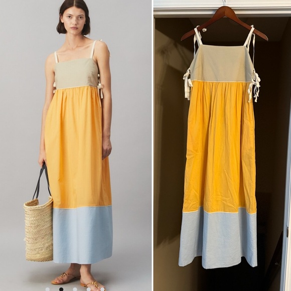 Tory Burch | Dresses | Tory Burch Colorblock Maxi Dress In Jackfruit ...